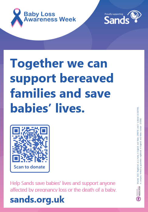 Ribbon Display Poster with link to Just Giving | Sands - Saving babies ...